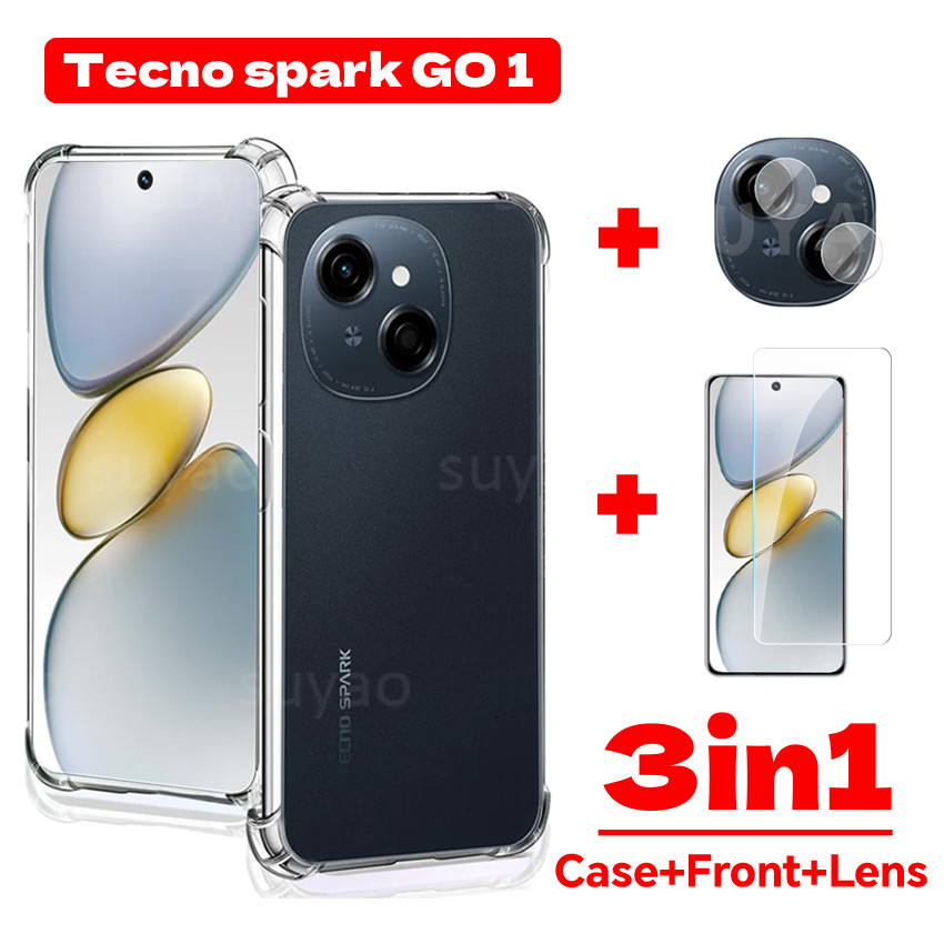 For Tecno Spark Go 1 S 1S 2024 2025 Smart 9 8 Pro 3in1 Phone Case Clear ...
