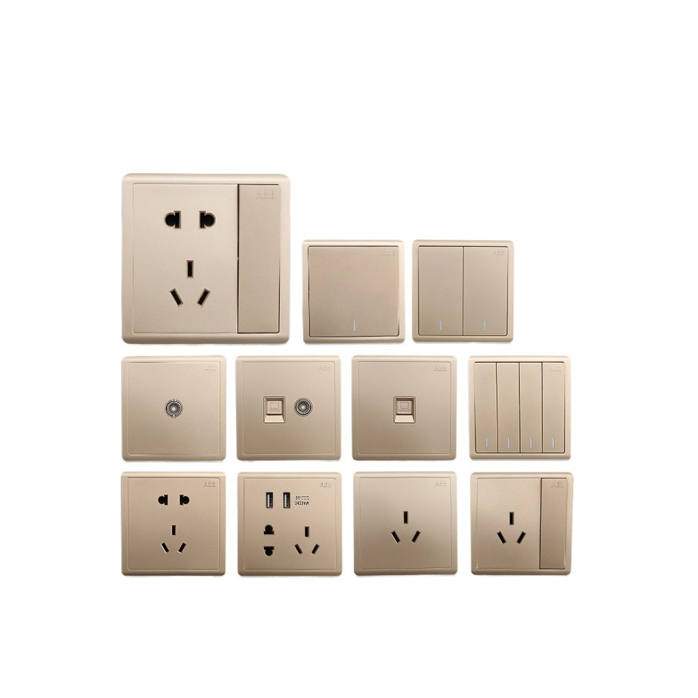 ABB Switch Socket Mingzhi Gold 86 Panel Oblique Two Three Inserts with ...