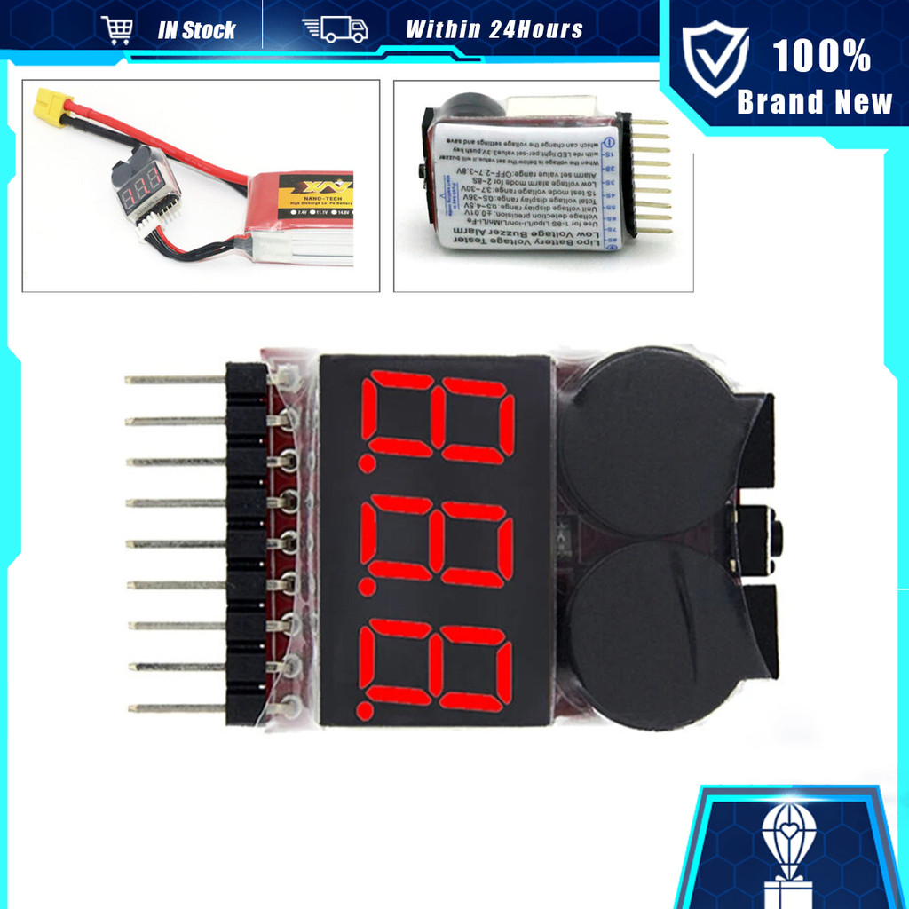 Cell Volt Indicator Low-Voltage Adjustable Alarm Buzzer For 1-8S Lipo ...