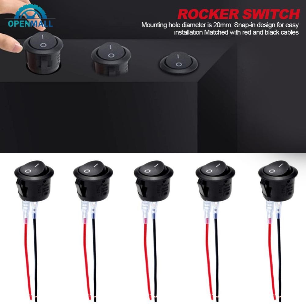 OPENMALL 5Pcs Car 20mm Mini Round Rocker Switch ON Off 12 Volt Toggle ...