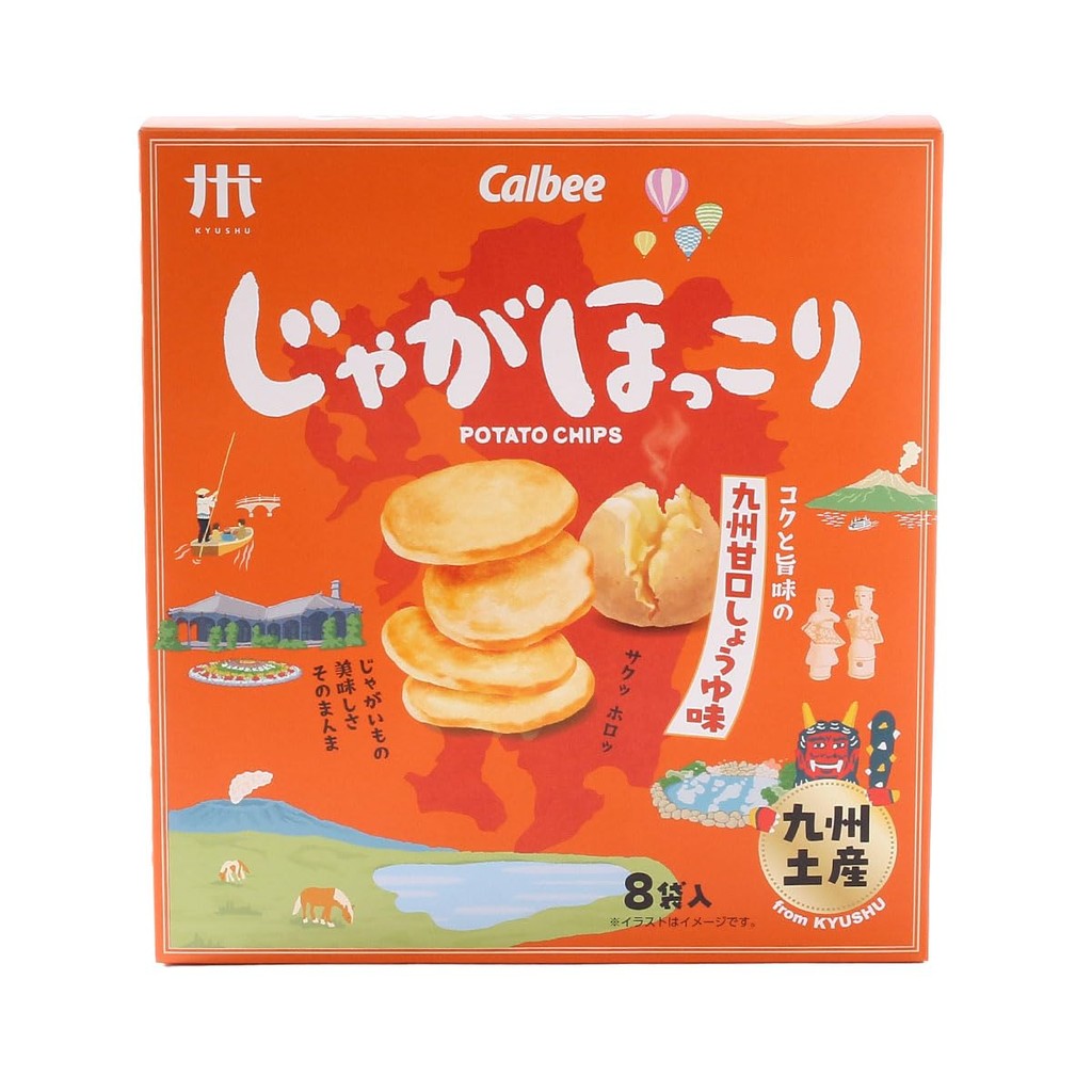 [Calbee] Sweets Jaga Hokkori Kyushu Sweet Soy Sauce Flavor 144g (18g x ...
