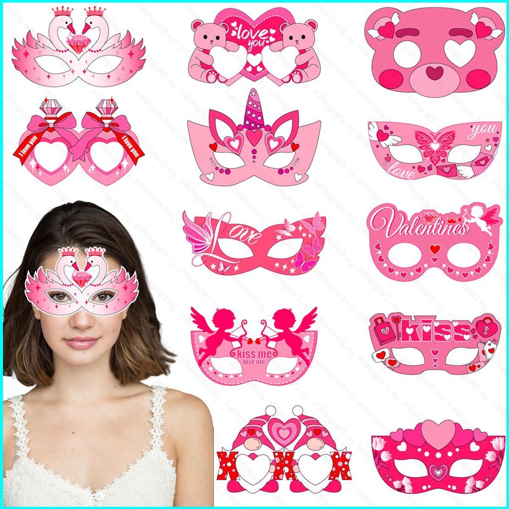 BY 2025 New Valentine Day theme Party Half Face Mask Photo Props ...