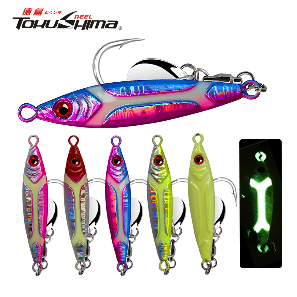 Luminous Laser Metal Fishing Jig 30-80g Jigging Lead Metal Slow Jig Fishing Bait with Sequin ...