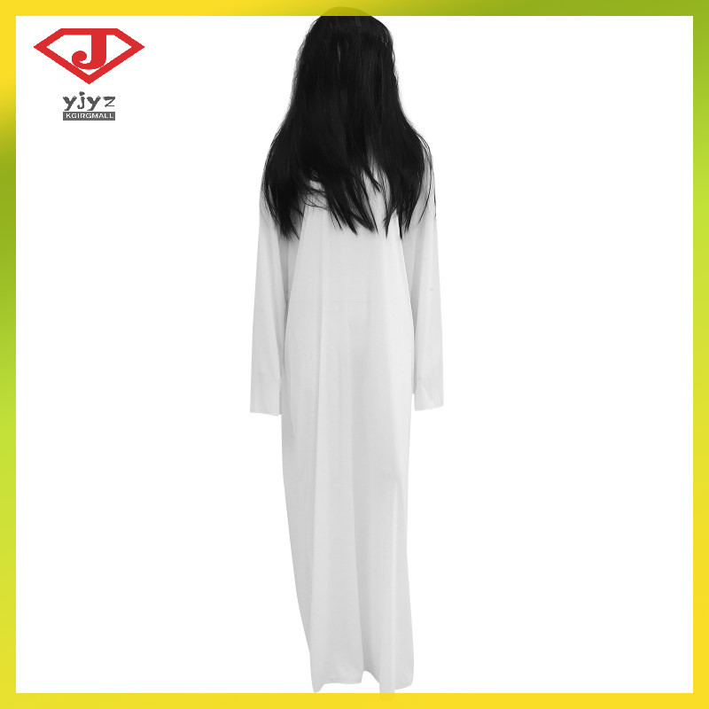 Ghost Clothing and Black Hair Terror Costume Dress up Props Masquerade ...