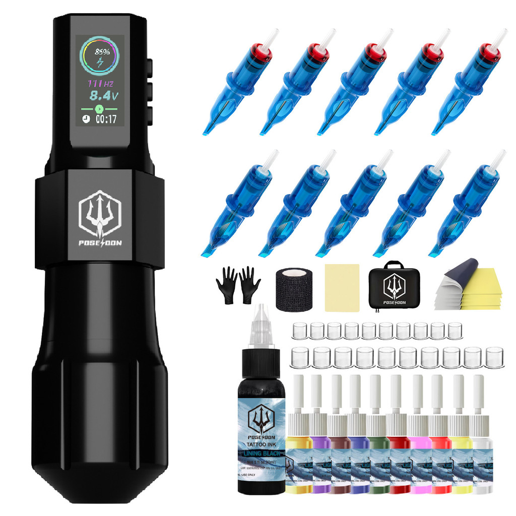Posesoon Poseidon Tattoo Pen Set Professional Full Set Battery Tattoo ...