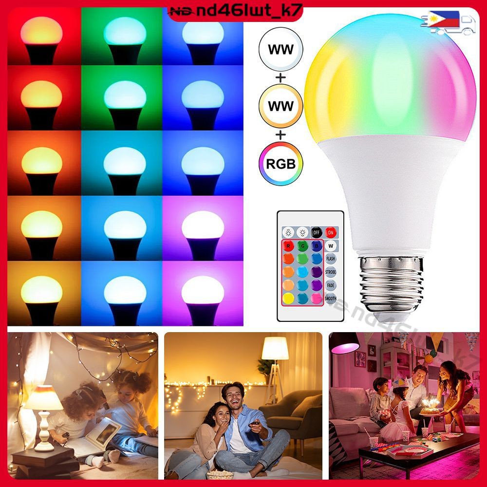 E27 RGB Remote Control Bulb 5/10/12/15W 16 Colors Dimmer Low Power ...