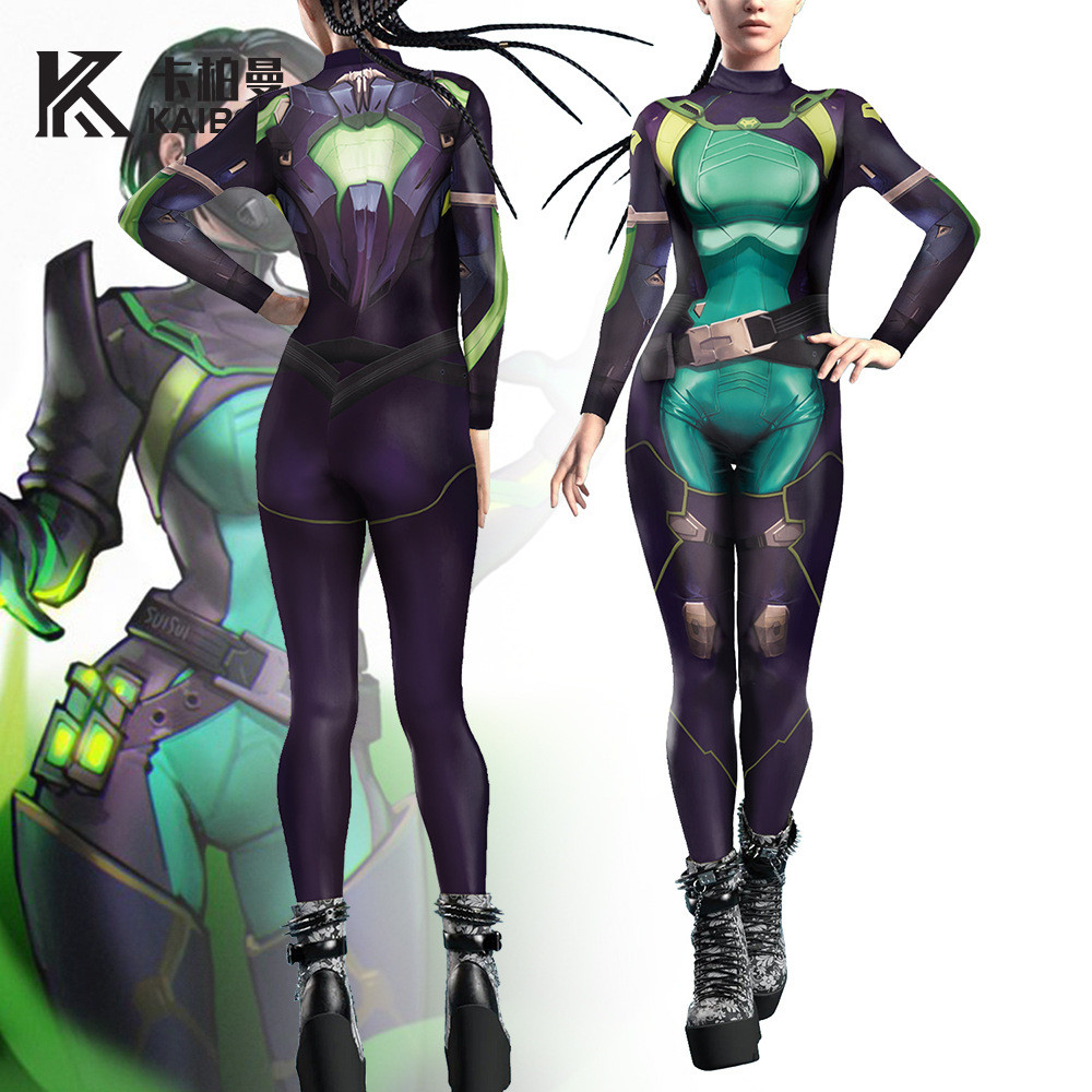 Game Viper Cosplay Costume Woman 3D Party Outfit Zentai Bodysuit Long ...
