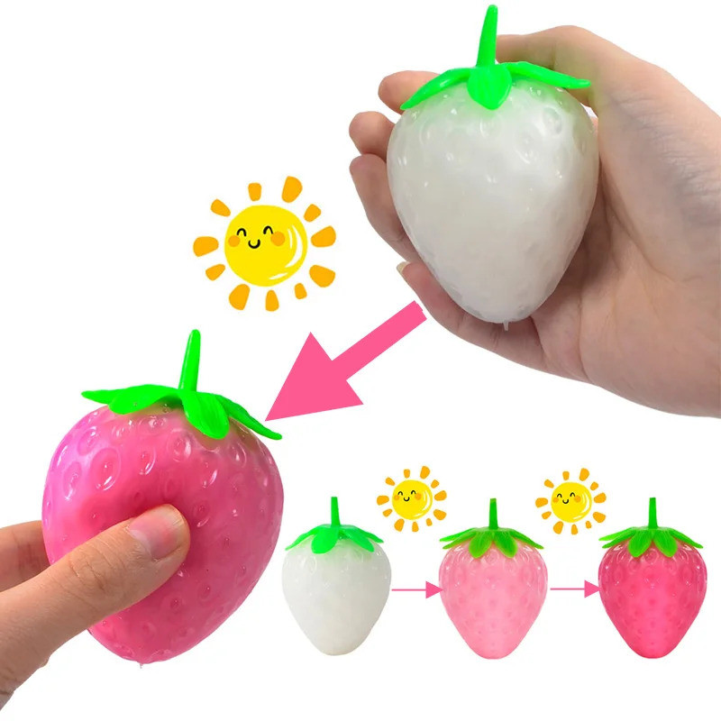 Simulated Color-changing Strawberry Squishy Kids Anti Stress Relief ...