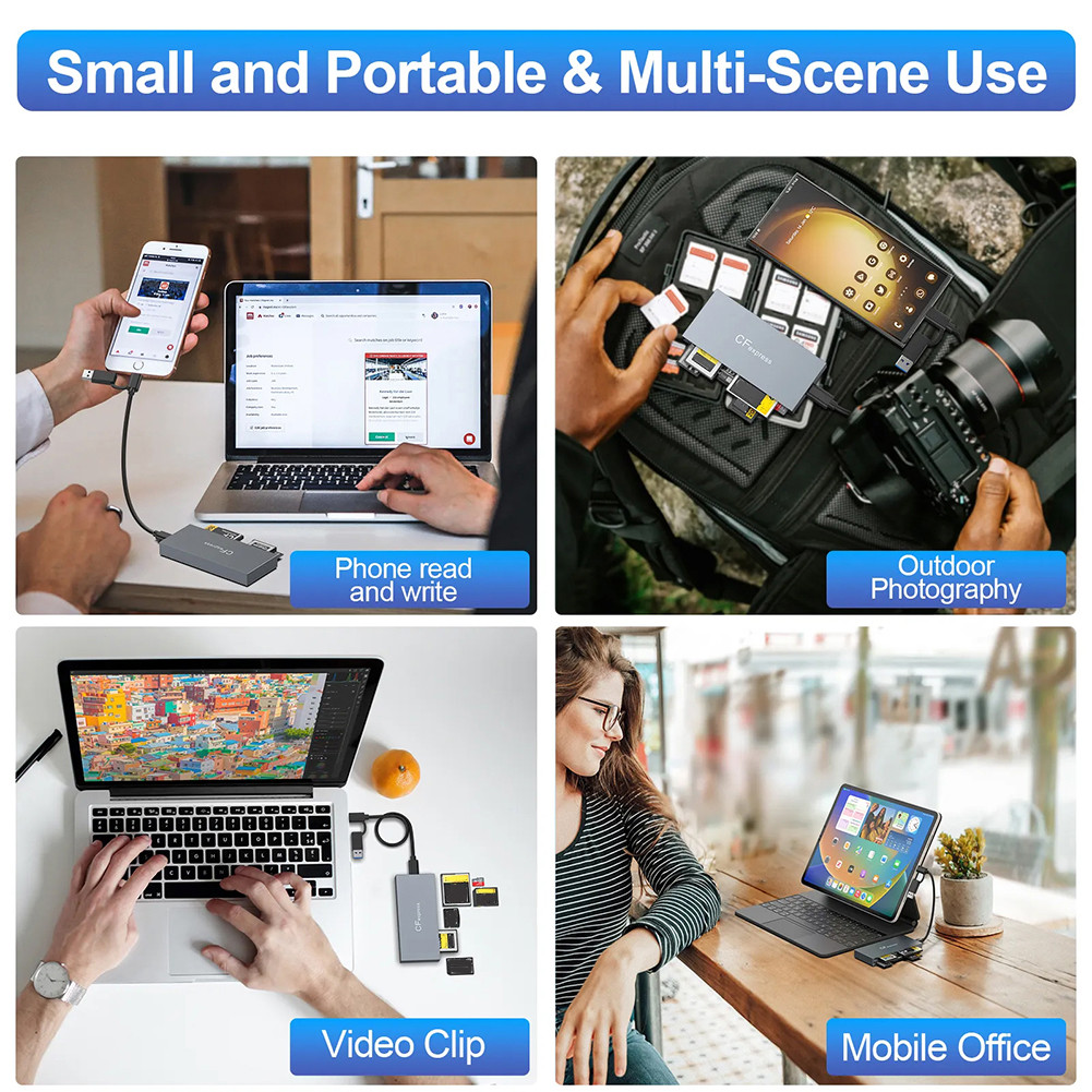 6-in-1 Type-C & USB A CF Express Reader USB3.2 Gen2 10Gbps PC Laptop ...