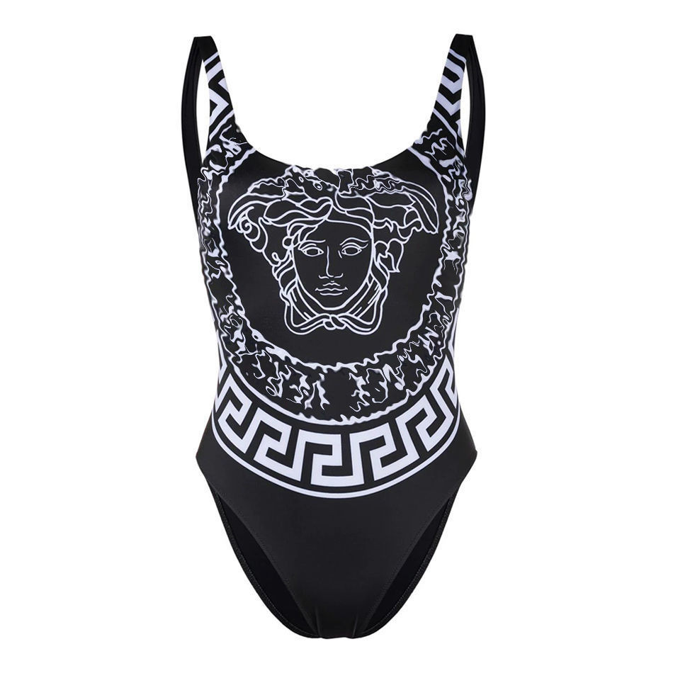 Versace8089 Swimsuit Portrait Letter Printed Tight Swimsuit Female