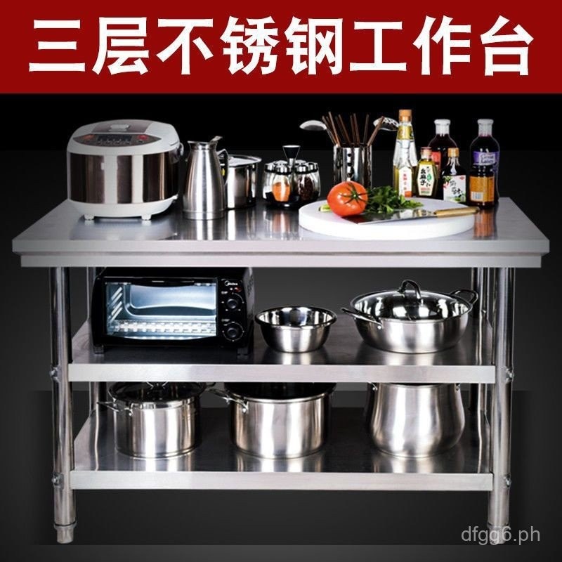 Stainless Steel Workbench Kitchen Slicer Table Restaurant Kitchen Three ...