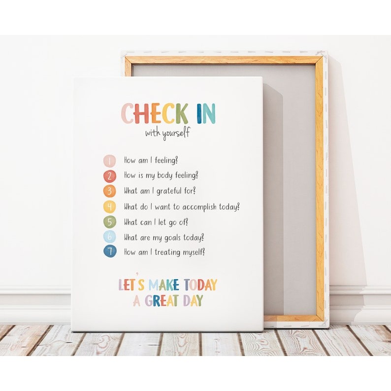 Daily Check-in Poster School Counselor Mindfulness Self-care Therapy ...