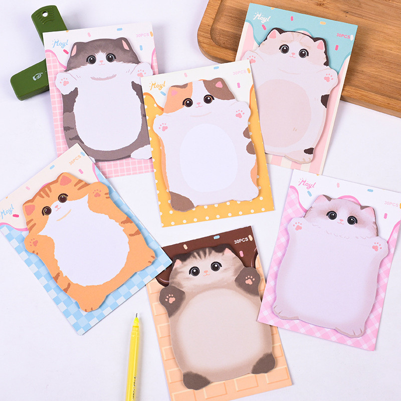 30 Sheets Cartoon Baby Cat Series Sticky Notes Student Portable Memo ...