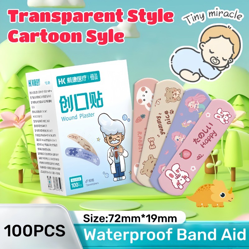 Cartoon Waterproof Band Aid Patches Printed Bandages Breathable ...