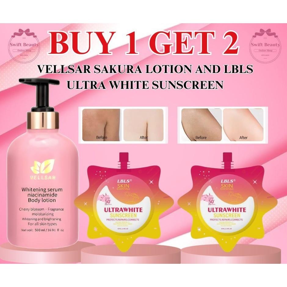 (BUY 1 GET 2)VELLSAR SAKURA WHITENING NIACINAMIDE BODY LOTION AND LBLS ...