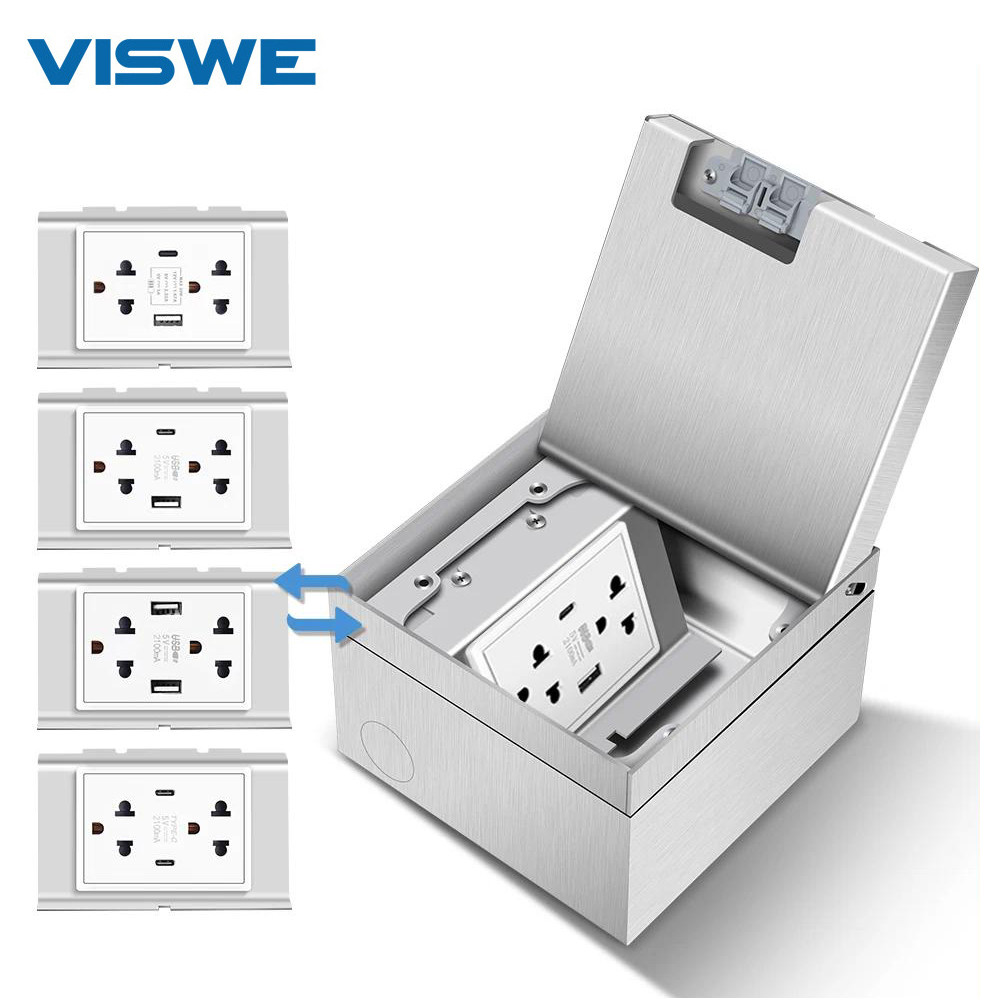 VISWE Recessed Floor Socket Single Row Single Set 6 Pin Socket USB Cat6 ...