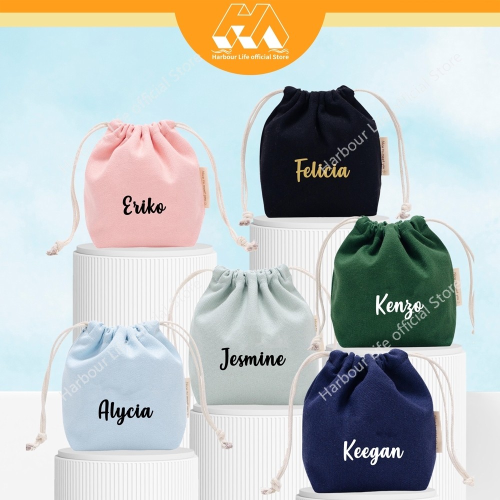 Personalised Cotton Linen | Drawstring Canvas Pouch | Travel Clothing ...