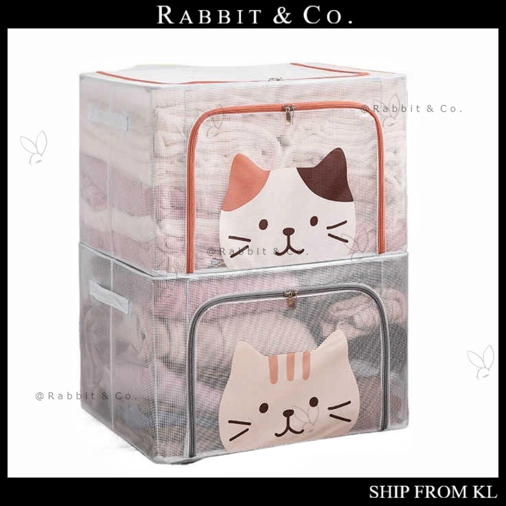 R&C Transparent Cute Cat Head Foldable Storage Box Waterproof Storage ...