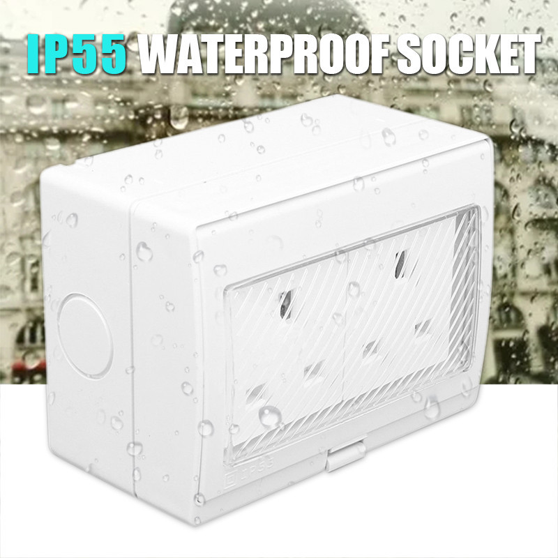 IP55 Waterproof Wall Mount 13A 2 Bit 2 Socket Outdoor Storm Power ...