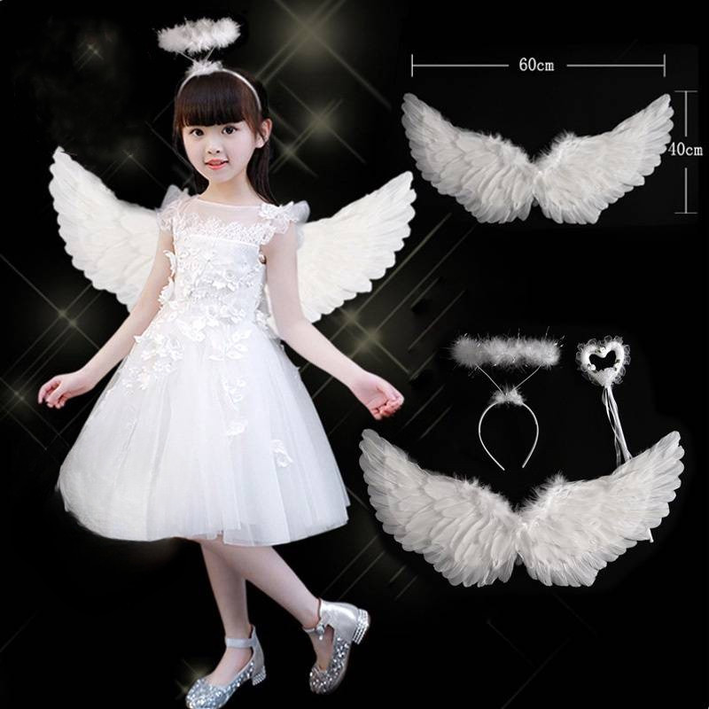 Kids Baby Photography White Angel Feather Wings Costume Headband Fairy ...