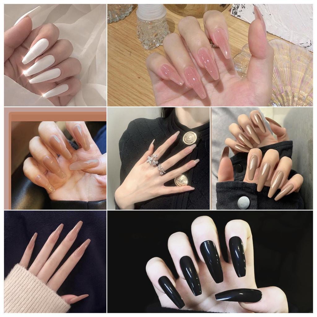【FREE GLUE】2024 Newest 24pcs Nail Art French Fake Nails Set with Glue ...