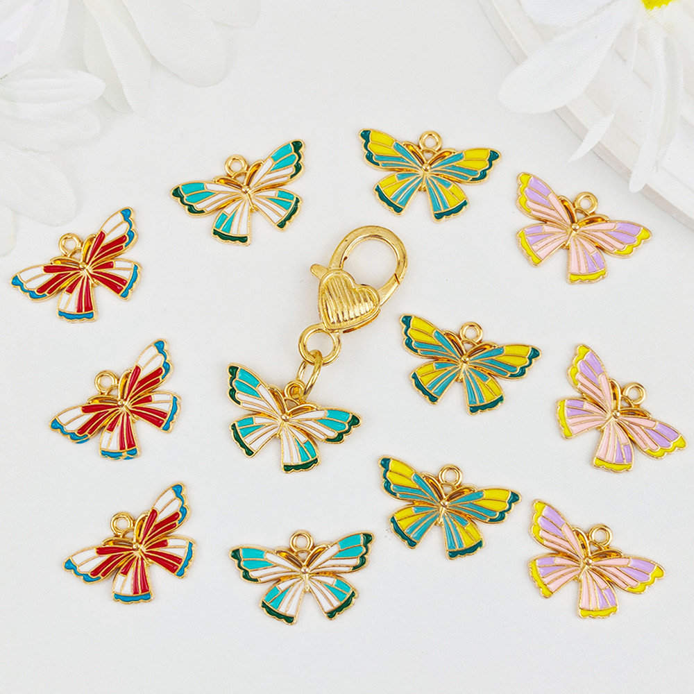 3Pcs/Lot Lovely Colorful Butterfly Metal Pendant Trendy Enamel Insect ...