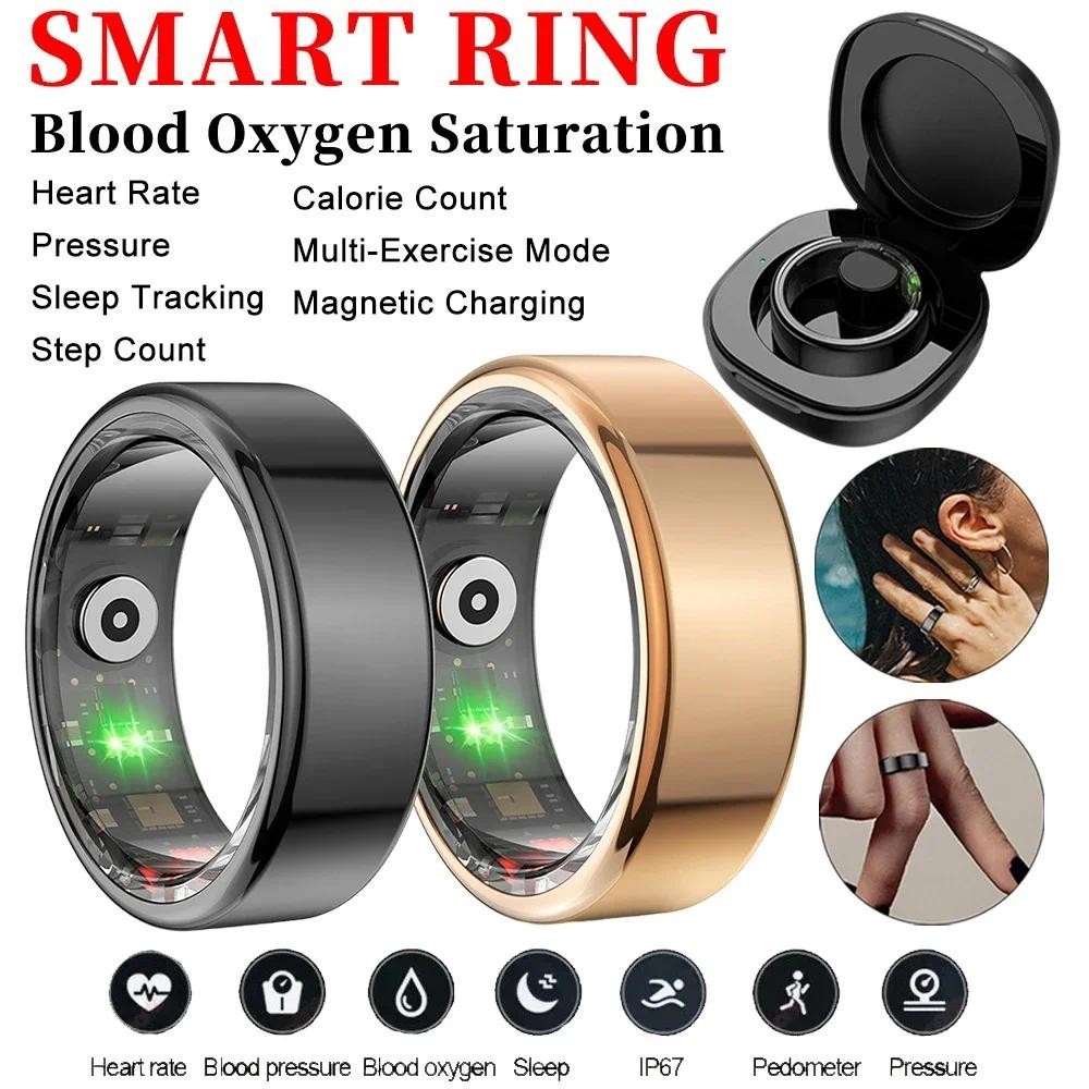 R02 Smart Ring Fitness Tracker Ring IP68 & 5ATM Waterproof Health Heart ...