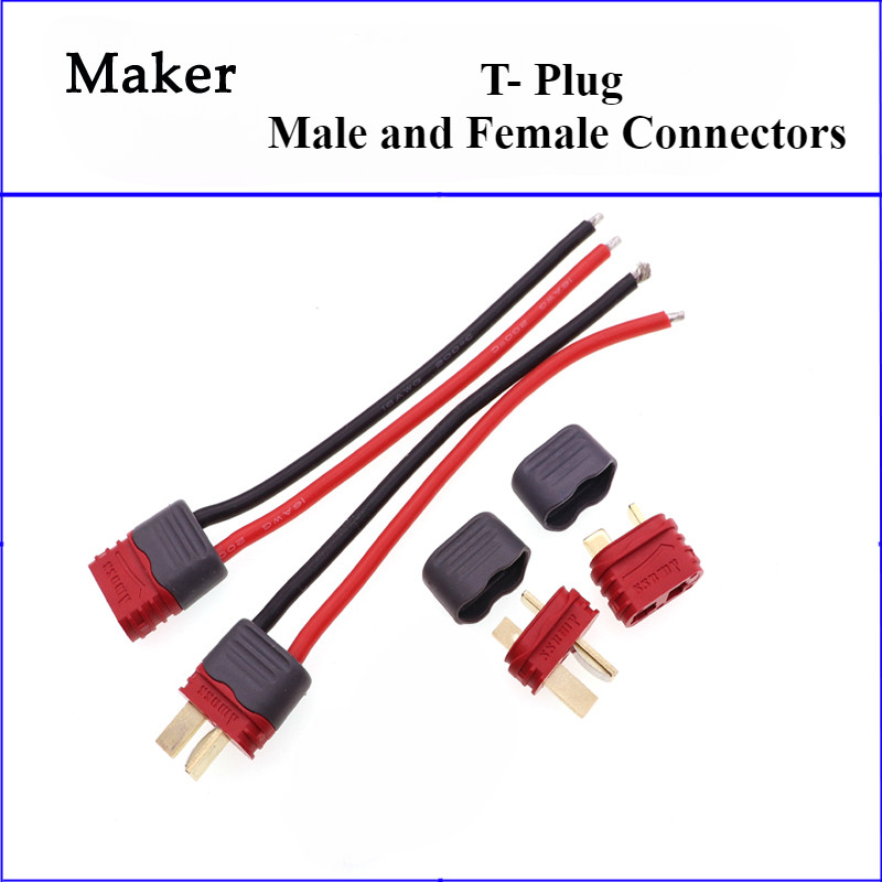 T- Plug Male and Female Connectors for RC LiPo Battery ESC Cable Drone ...