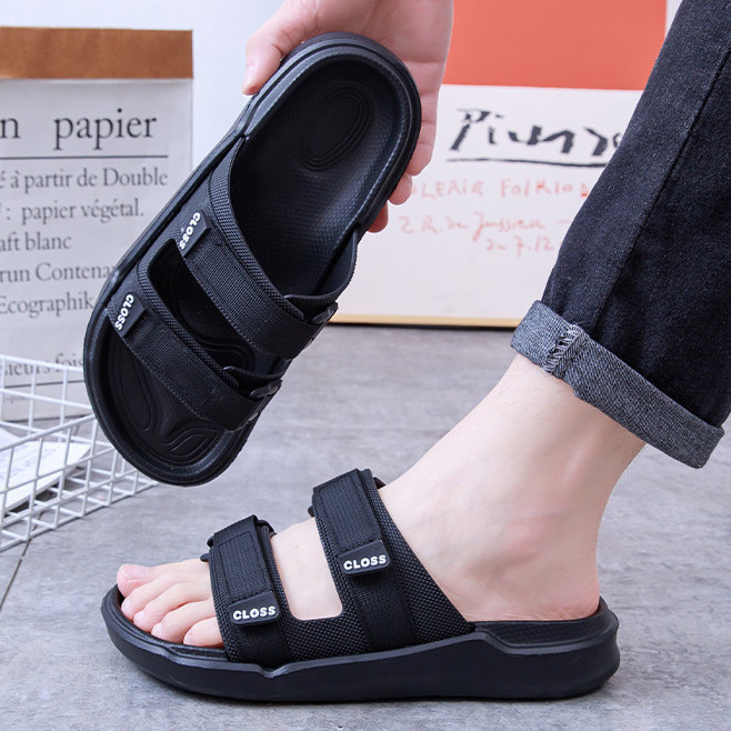FF Casual Summer Fashion Two Strap Rubber Non-Slip Slide Sandals For ...