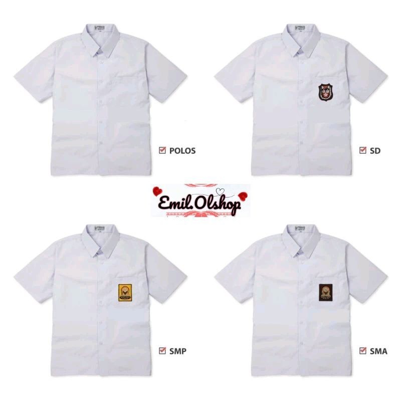 KEMEJA School UNIFORM SHORT SHIRT ELEMENTARY SMP HIGH SCHOOL | Shopee ...