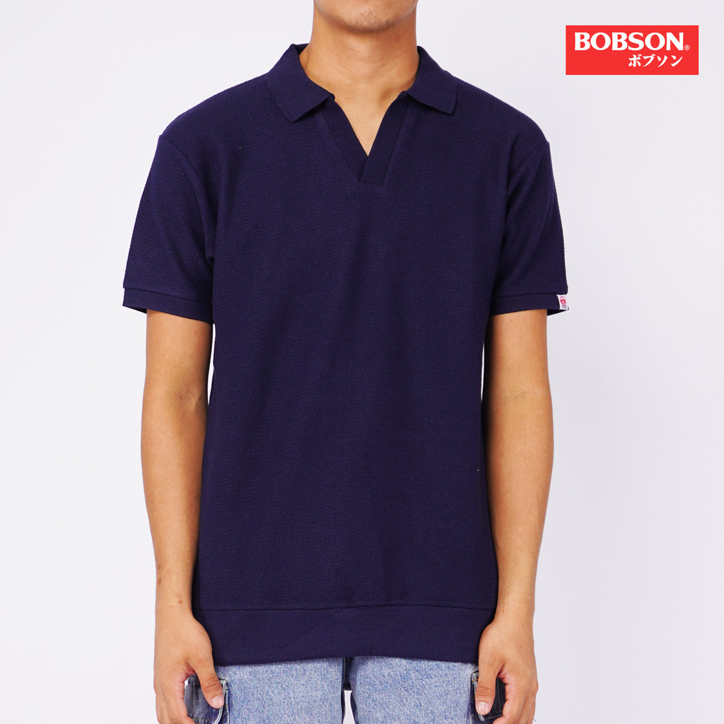 Bobson Japanese Men's Basic Collared Shirt Slim Fit 155095 (Navy) | Shopee Philippines