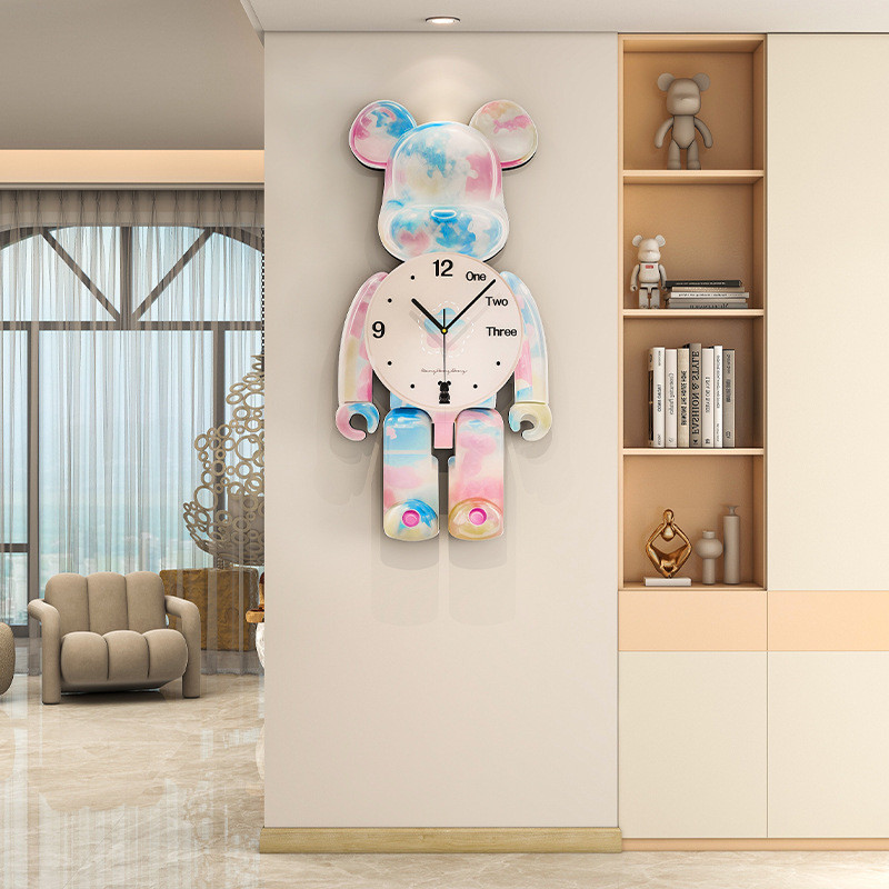 Violent Bear Clock Wall Clock Living Room Household Modern Influencer ...