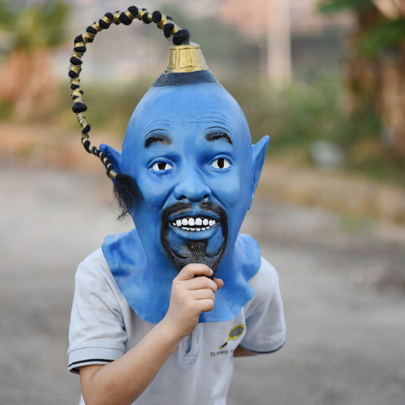 LaTeX Lamp of Aladdin Mask Headgear Stage Drama Performance Funny TikTok Kuaishou Halloween Mask ...