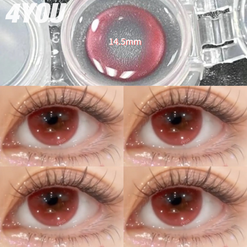 2Pcs Grade 0~-8.00 Cosplay Lenses Natural Red Colored Contact Lens Doll ...