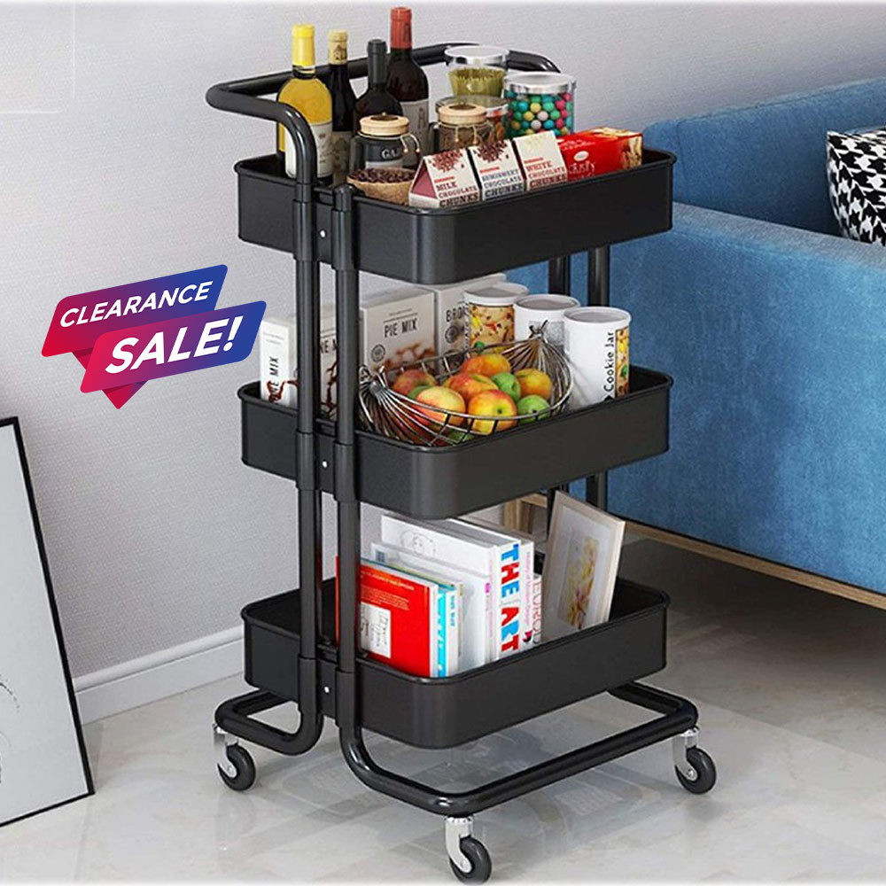 Mimi CLEARANCE SALE 3-Tier Kitchen Utility Trolley Cart Shelf Storage ...