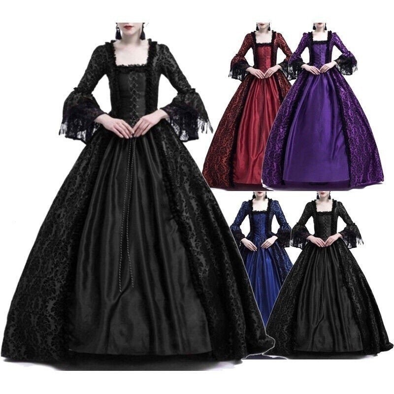 Women Medieval Gothic Rococo Marie Antoinette Dress Retro Victorian ...
