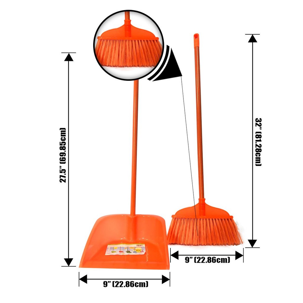Happy Plastic Broom and Dustpan Set with Handle Cleaning Brush Broom 2 ...