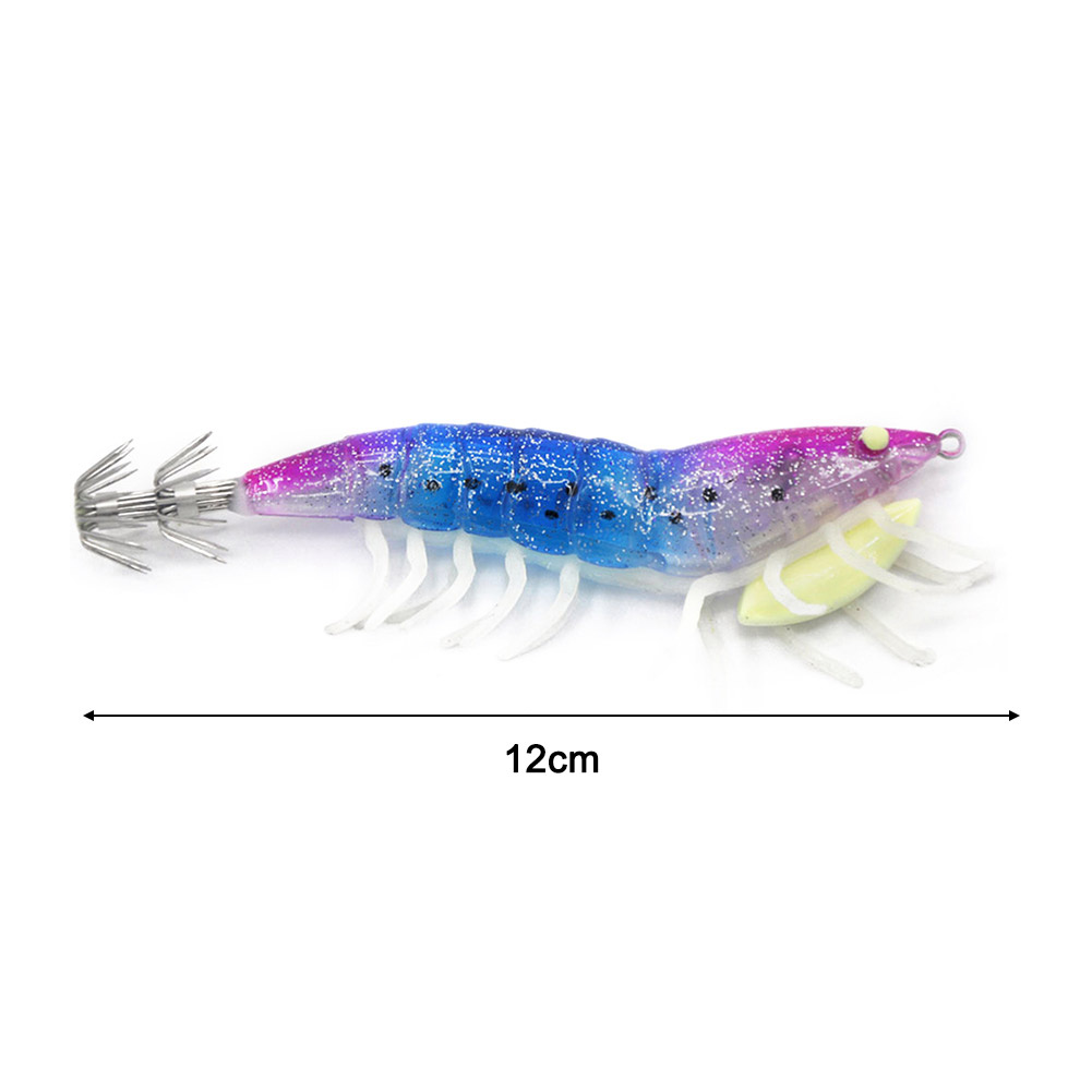 Luminous Wood Shrimp Bait Squid Hook Fluorescent Jig Sea Octopus Shrimp ...
