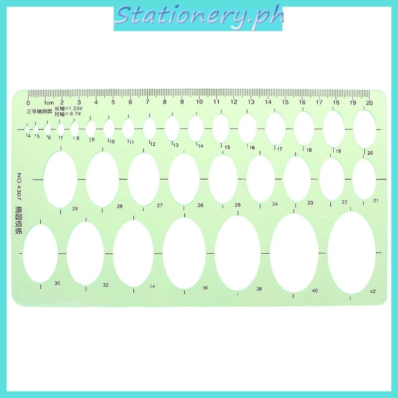 Stat Green Plastic Oval Geometric Template Ruler Stencil Measuring ...