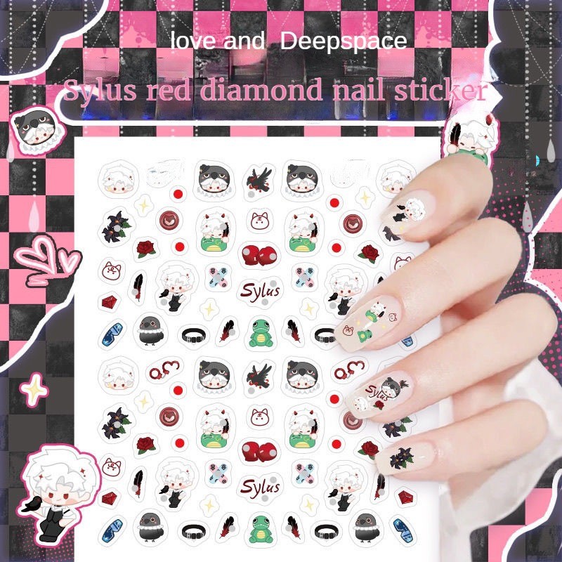 Love and Deepspace Sylus Nail stickers cute 3D stereo relief in anime ...