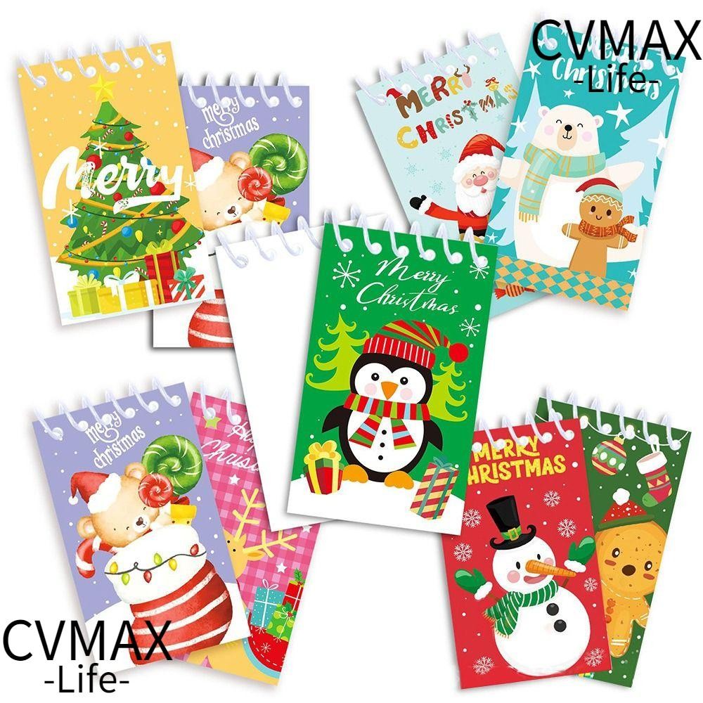 CMAX 8PCS/Set Christmas Notebook, Vertical Flip Blank Inner Pages Xmas ...