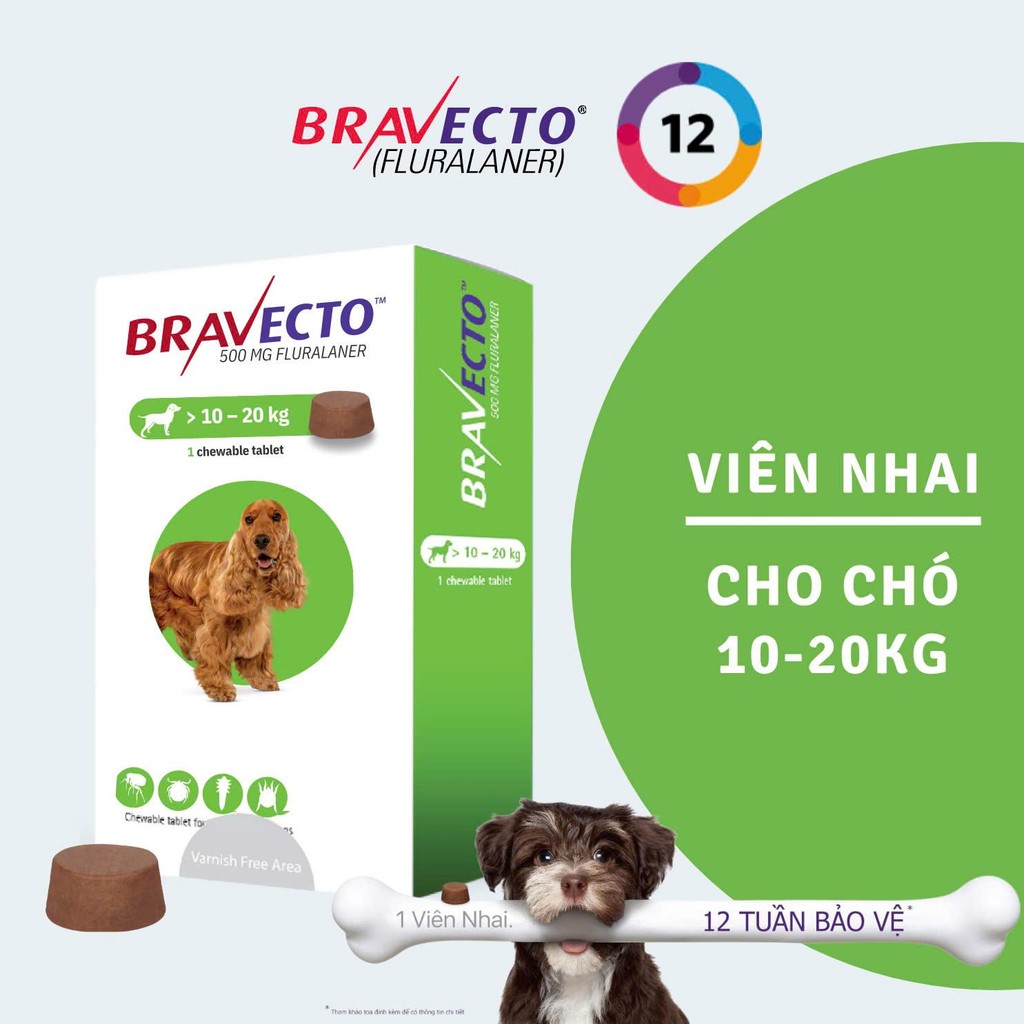 Bravecto Box of 1 beef-flavored chewable tablet for dogs 10-20kg to ...