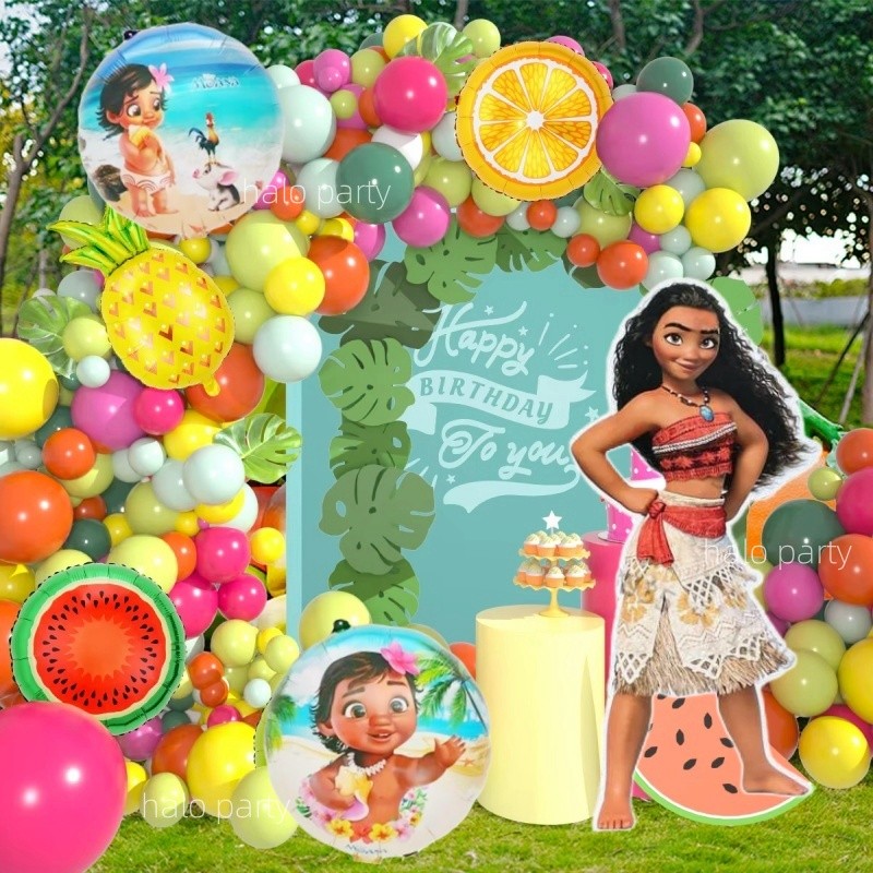 Princess Moana Theme Balloon Garland Arch Kit Fruit Watermmelon Foil ...