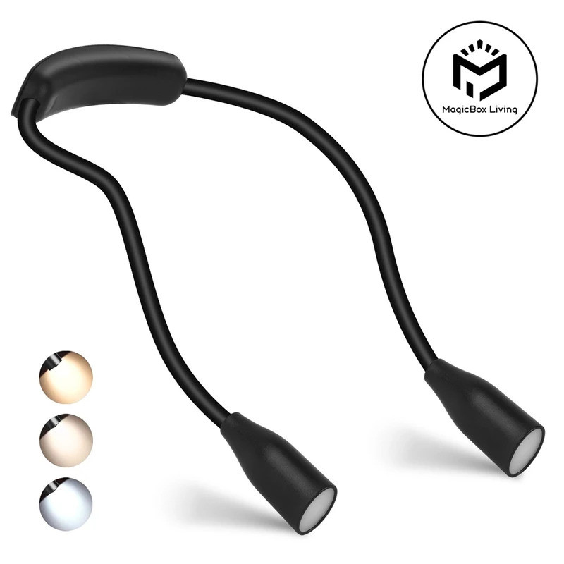 LED Reading Neck Light Usb Rechargeable Book Lamp 360° Flexible Arm ...