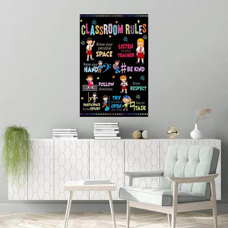 Classroom Rules Poster Canvas Class Wall Decor School Wall Art Vertical ...