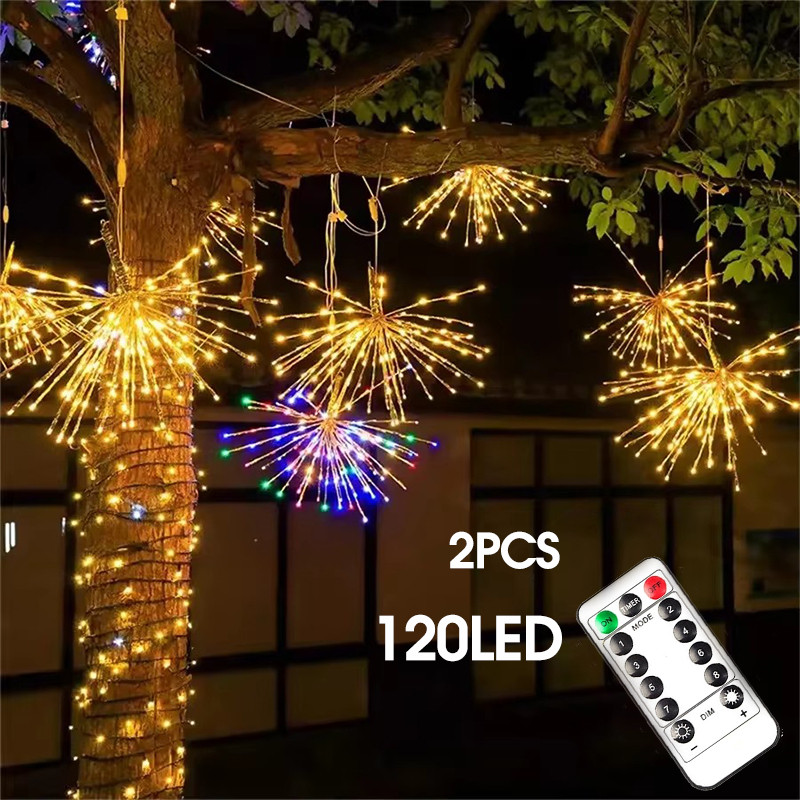 2PCS 120LED Outdoor Christmas Firework Lights Star Bursting Lights ...