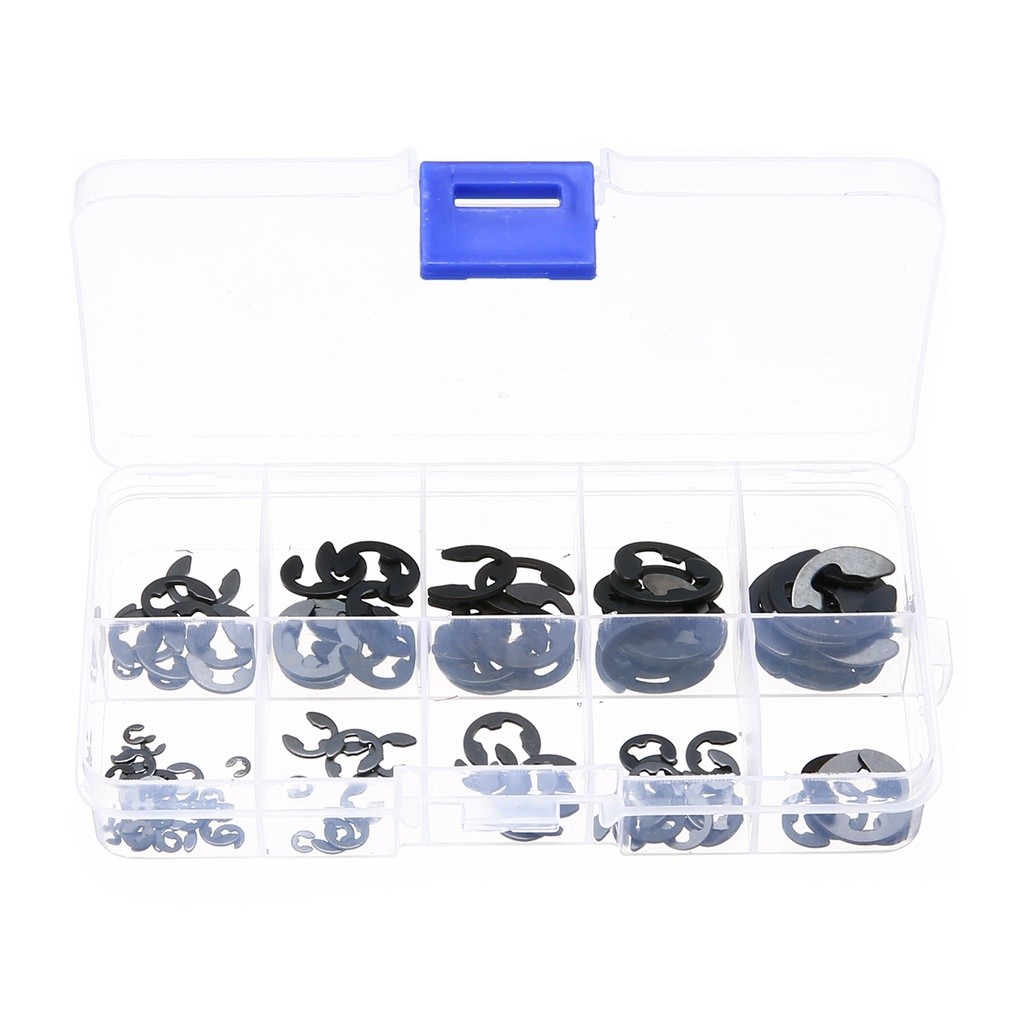 1.5mm to 10mm Circlip Black E-Clip & Retaining Ring Assortment Kit ...