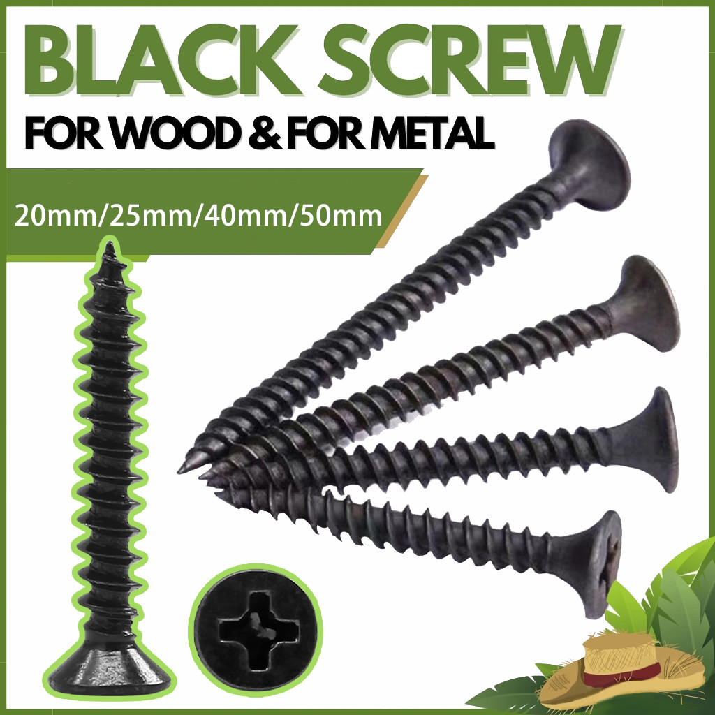 Black Wooden Screw Cross-groove Wood Fastening, Rust-proof and Durable ...