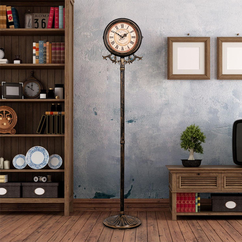 American Retro Large Living Room Silent Floor Clock European Antique ...
