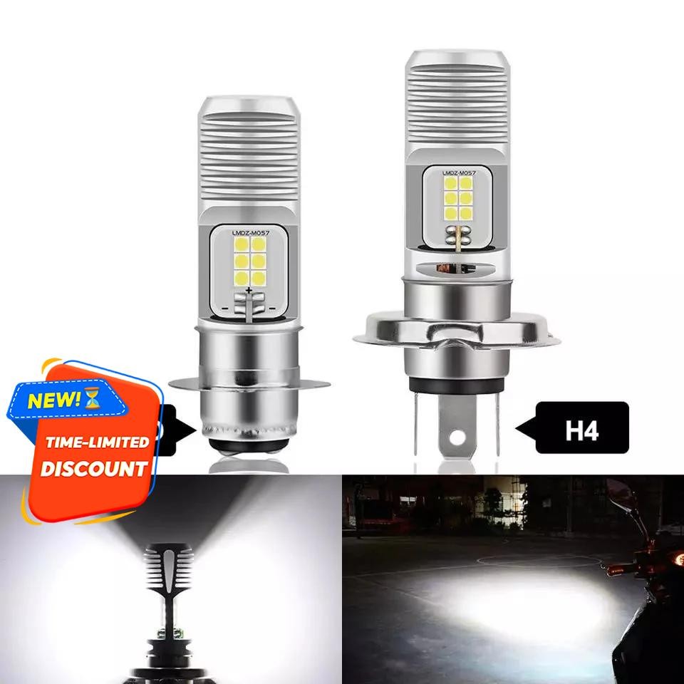 Racing Boy T19/h4 Motorcycle Headlight Led Bulb with 12 Super Bright Cool White Leds, High ...